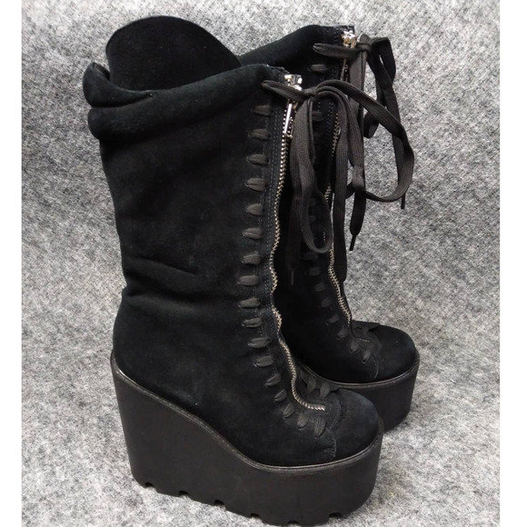 Dolls Kill | Shoes | Dolls Kill Current Mood 7 Black Suede Platform ...